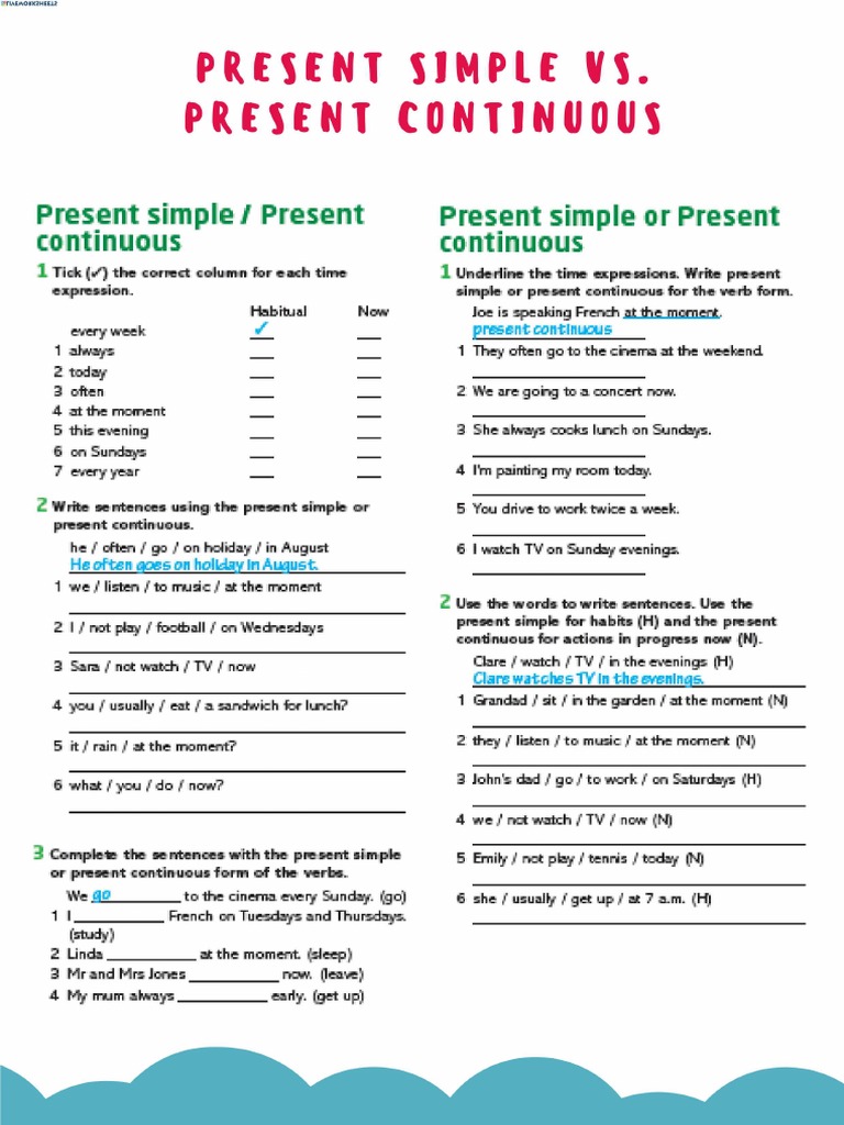Present Simple - Present Cont - Worksheet | PDF