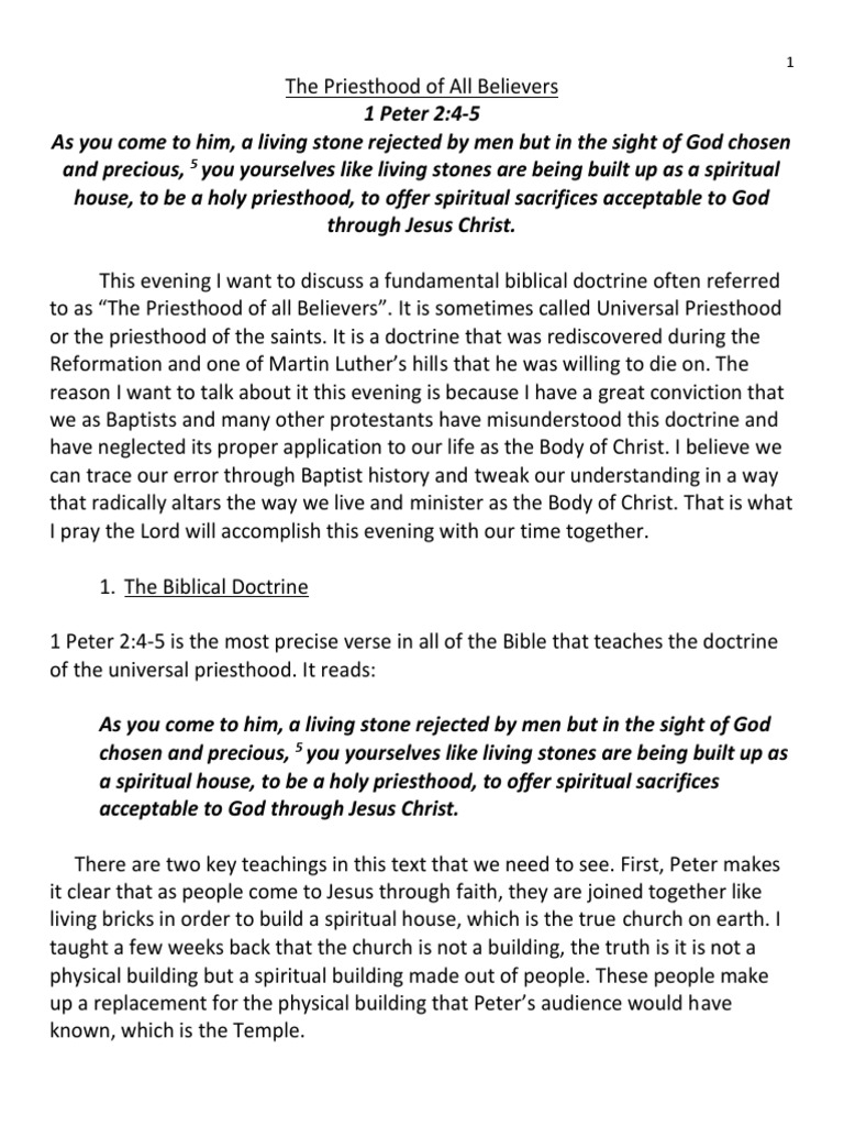 The Priesthood of All Believers | PDF | Priest | Baptism