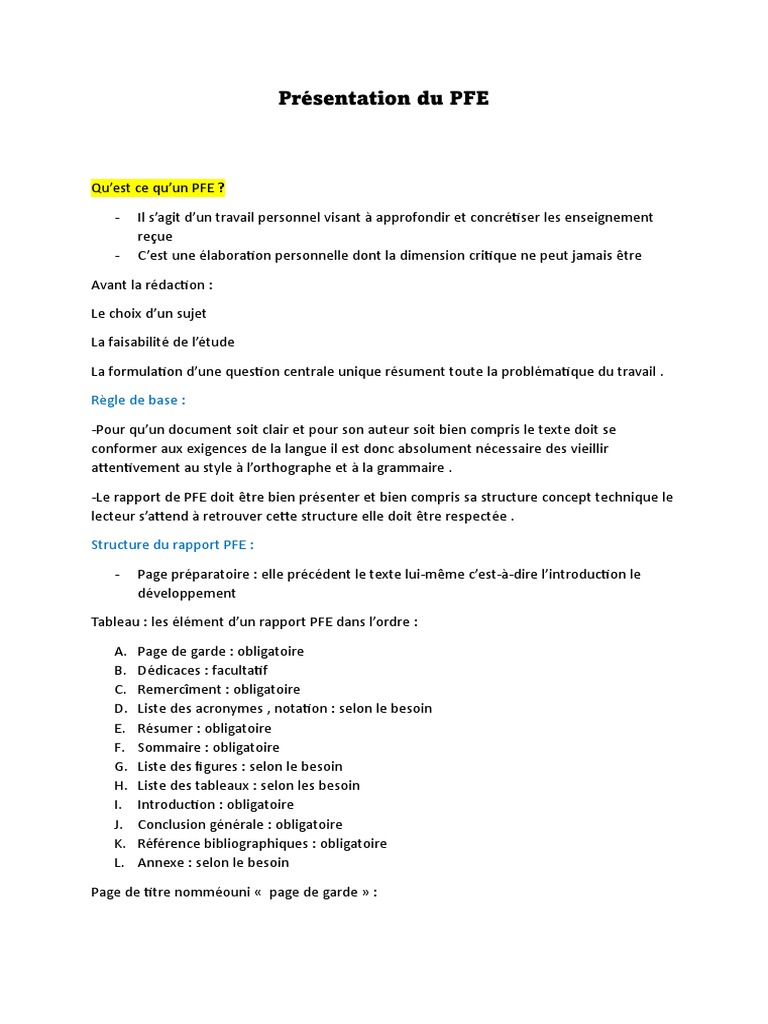 Guide du Rapport de PFE | PDF