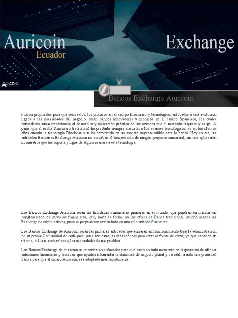 Clase #9 - Bancos (Exchange) Auricoin | PDF | Bancos | Calidad (comercial)