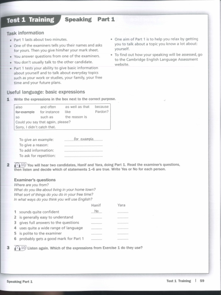 FCE First Trainer Paper 4, Test 1 | PDF