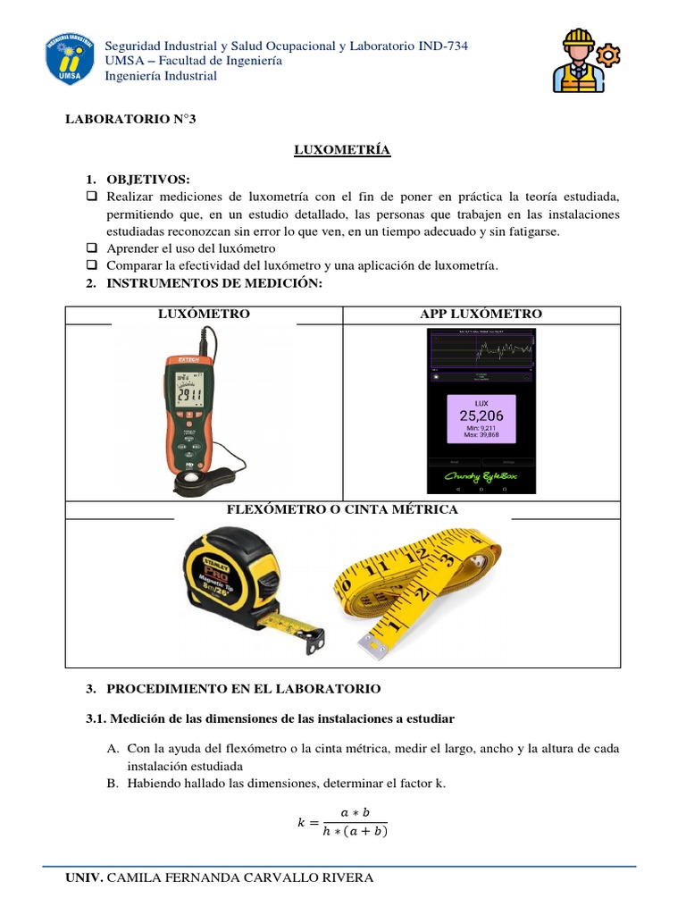 Luxometría en Seguridad Industrial | PDF | Medición | Laboratorios