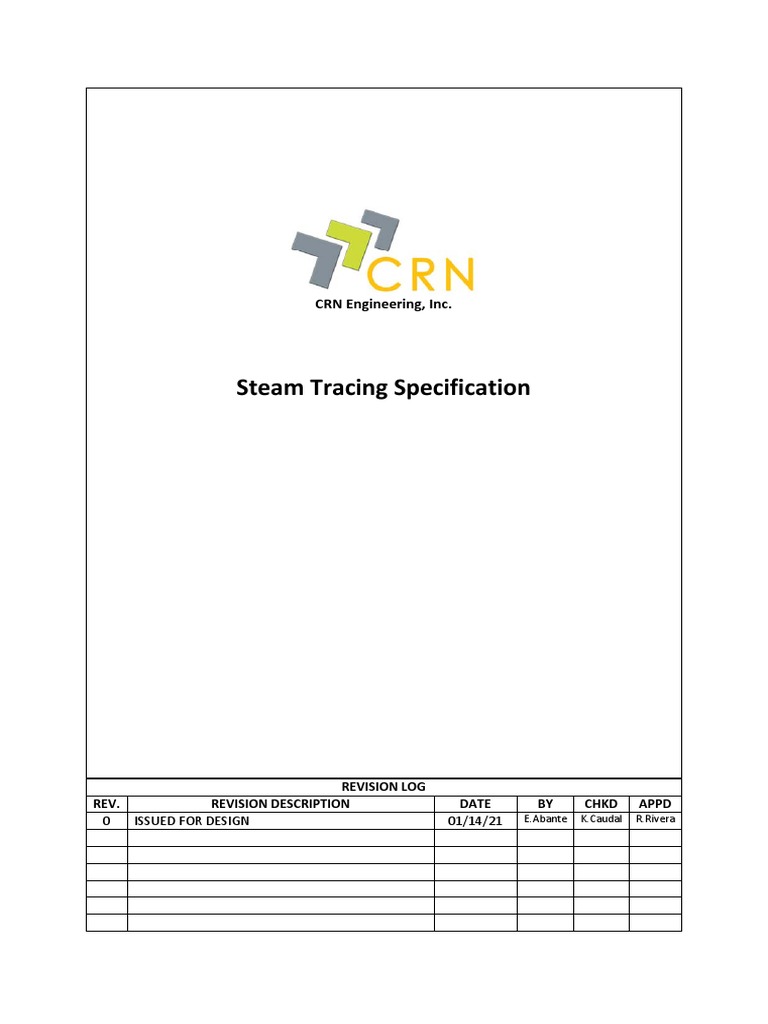 CRN Steam Tracing Spec | PDF | Pipe (Fluid Conveyance) | Steam