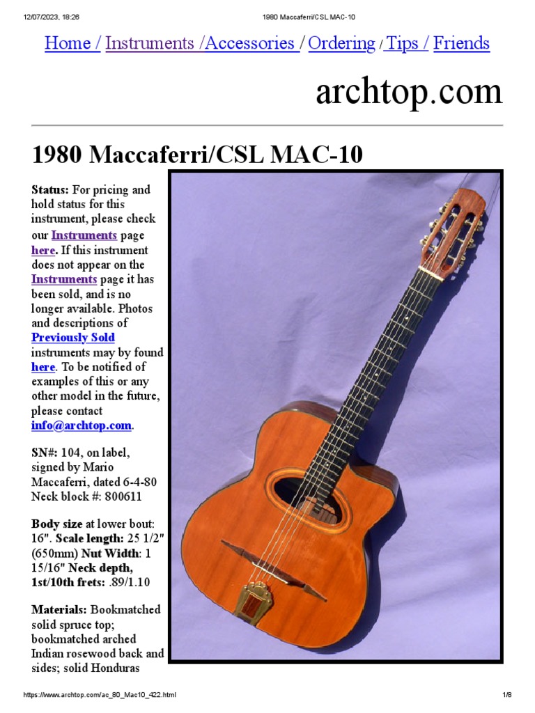 1980 Maccaferri - CSL MAC-10 | PDF | Guitars | Music Technology