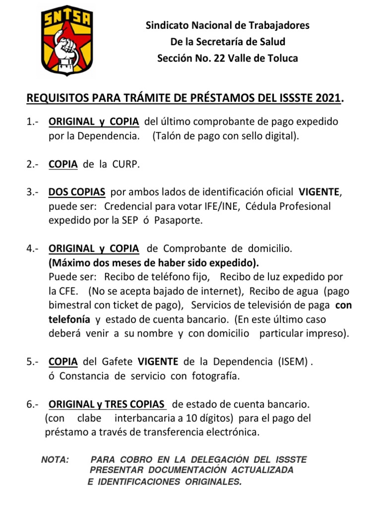 Requisitos para Prestamos Issste 2021 | PDF