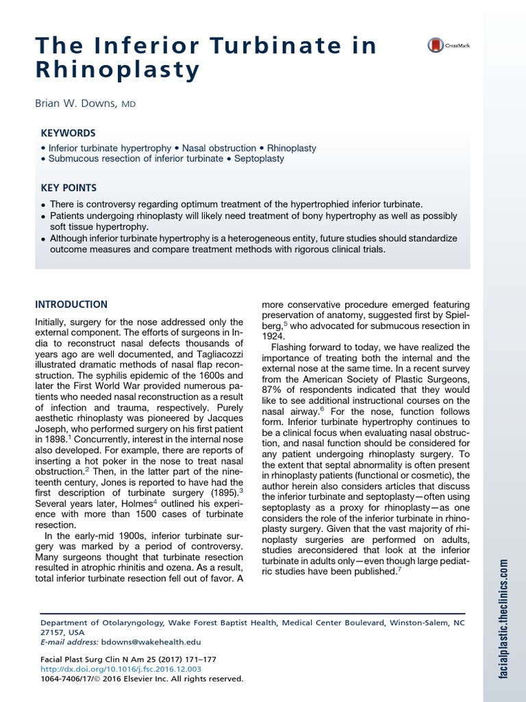Inferior Turbinate in Rhinoplasty | PDF | Human Nose | Surgery