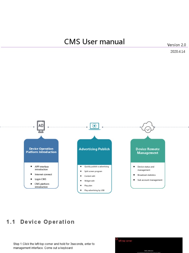 CMS Manual - Wifi Cloud Server 2020.4 | PDF | Computer File | Button (Computing)