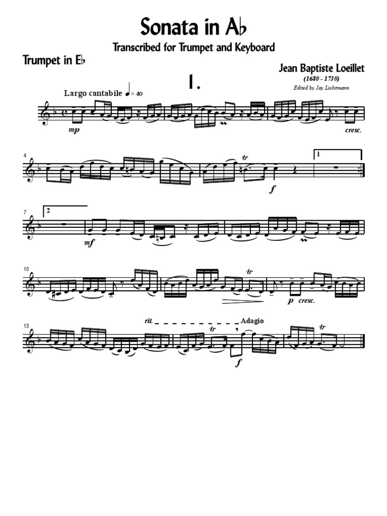 Loeillet Jean Baptiste Sonata in Ab 885 | PDF