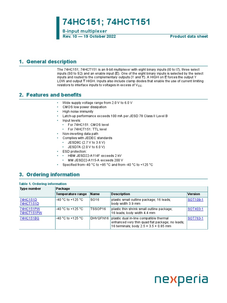74HC HCT151 | PDF | Cmos | Electrical Components