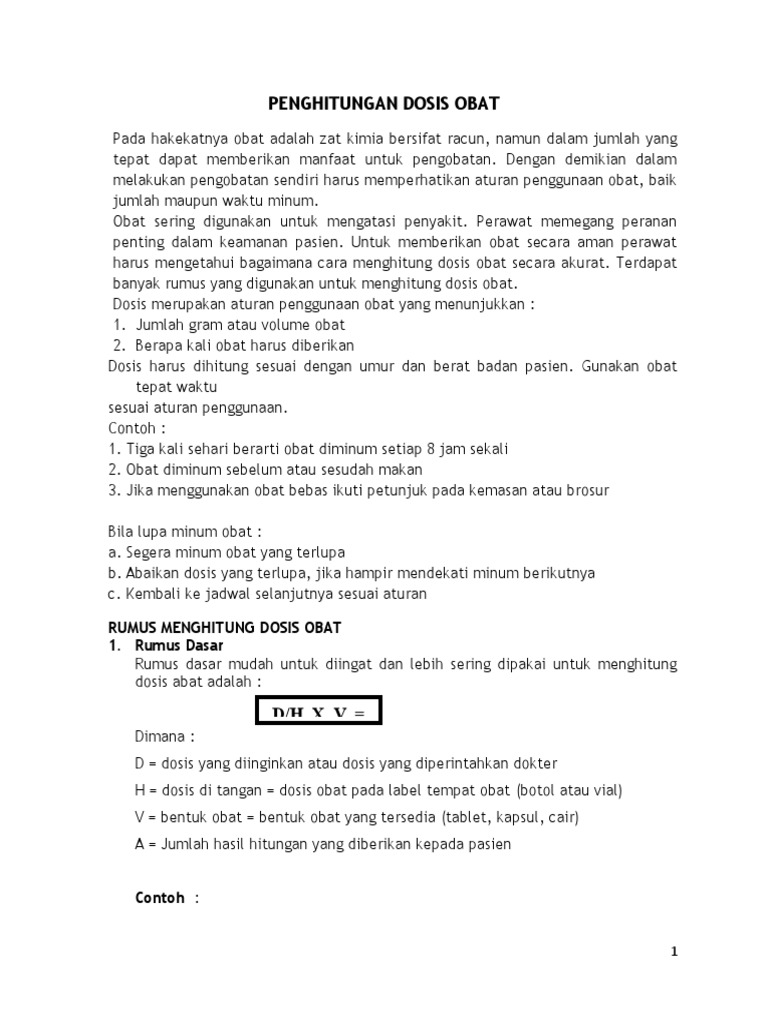 Rumus Dosis Obat untuk Perawat | PDF