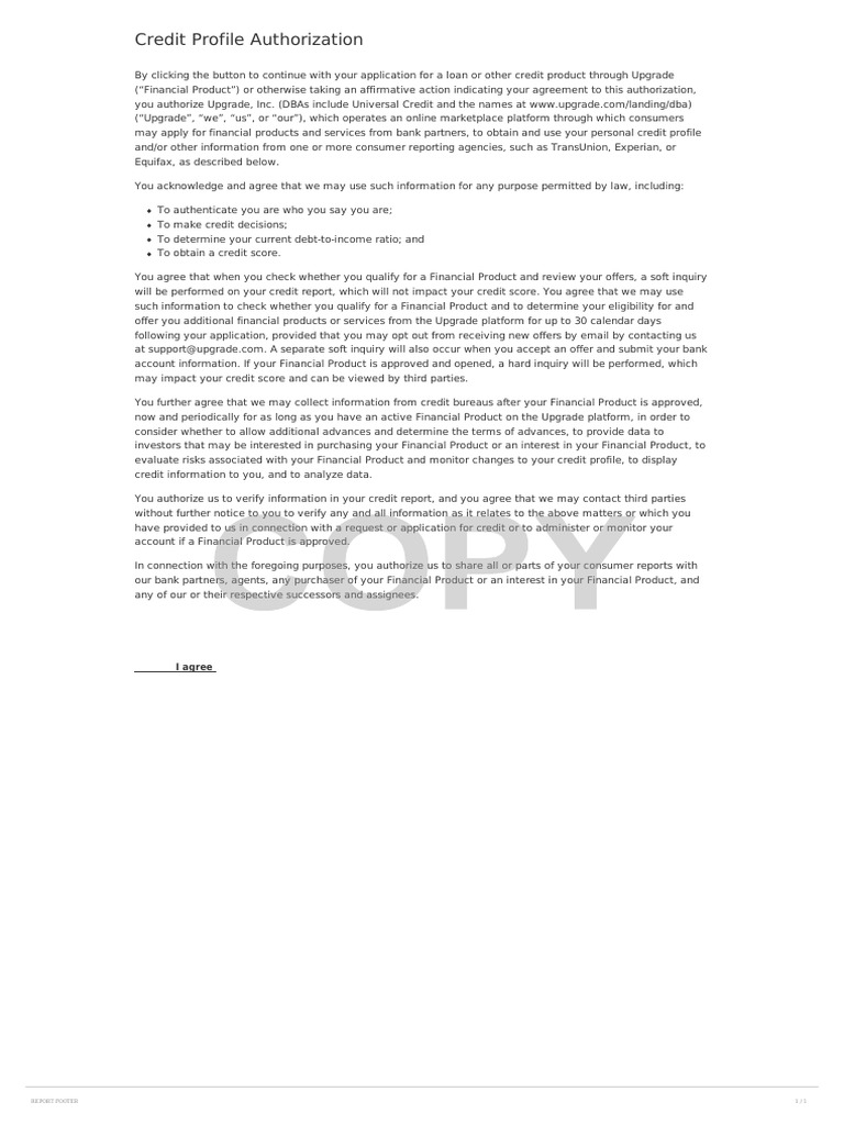 Credit Profile Authorization Agreement | PDF | Credit History | Credit ...