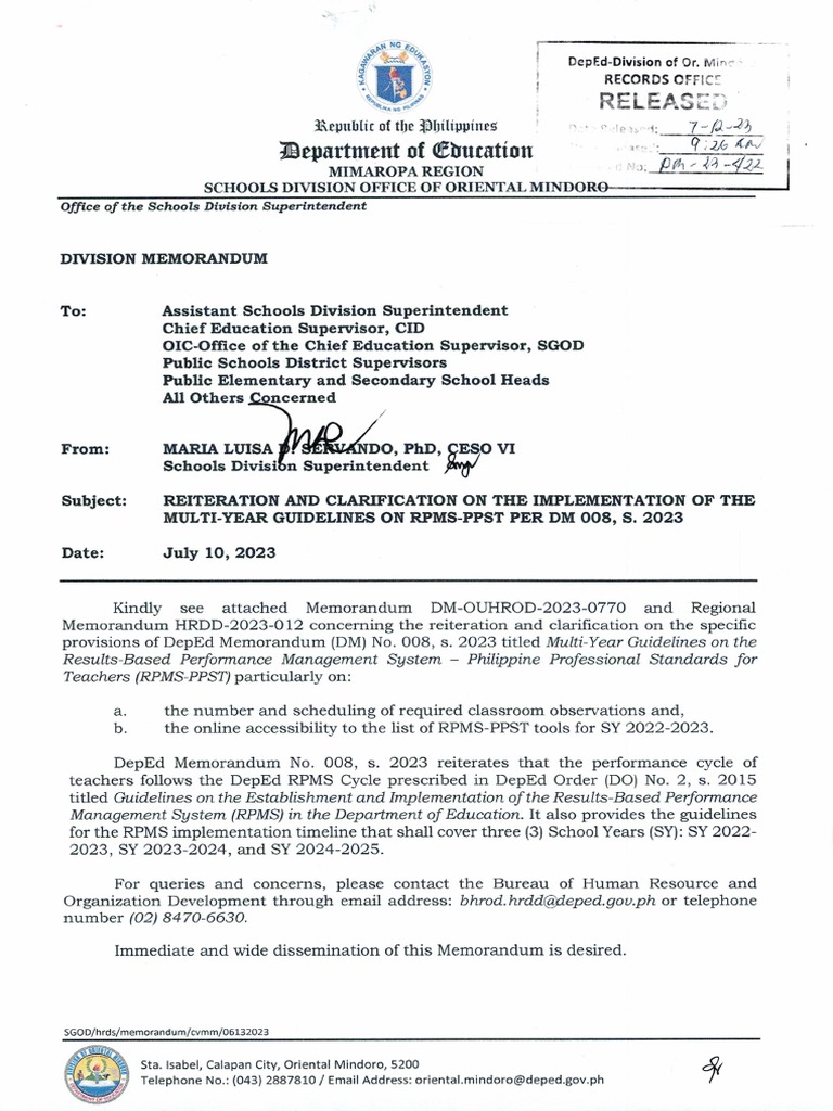 DM Reiteration and Clarification On The Implementation of The Multi ...