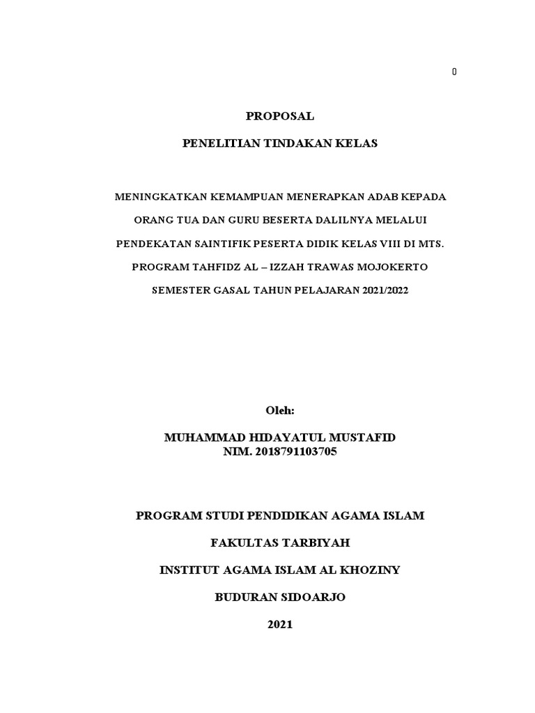 Proposal PTK M. Hidayatul Mustafid | PDF