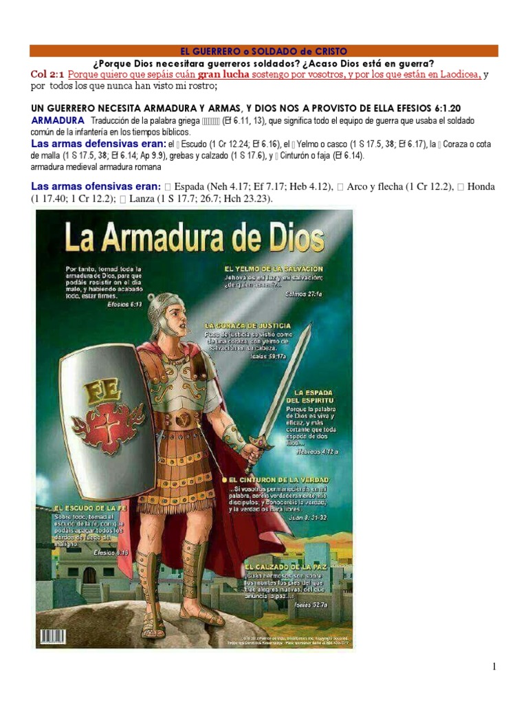 EL GUERRERO CRISTIANO Efesios 6 V.E.G | PDF | Salvación | Cristo (título)