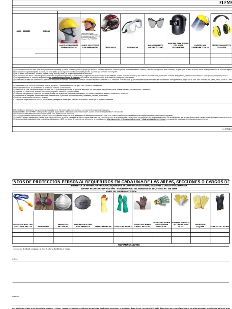 Requisitos de EPP en el Trabajo | PDF