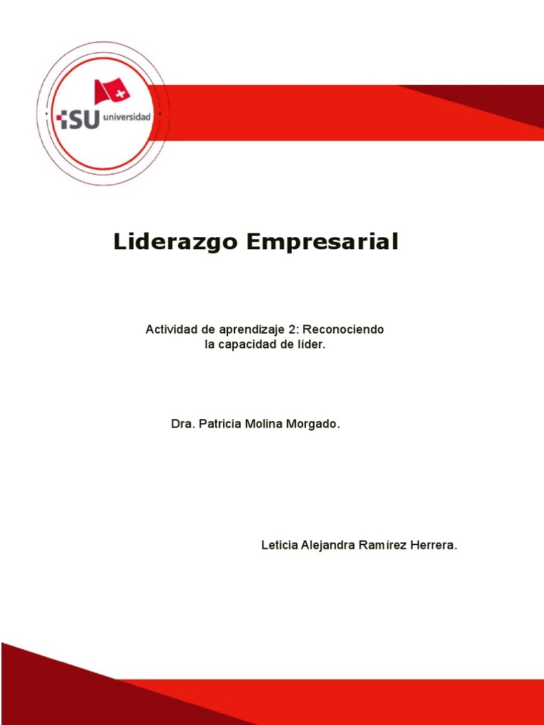 Actividad de Aprendizaje 2. Reconociendo La Capacidad de Lídertarea ... Actividad de Aprendizaje 2. Reconociendo La Capacidad de Lídertarea ...