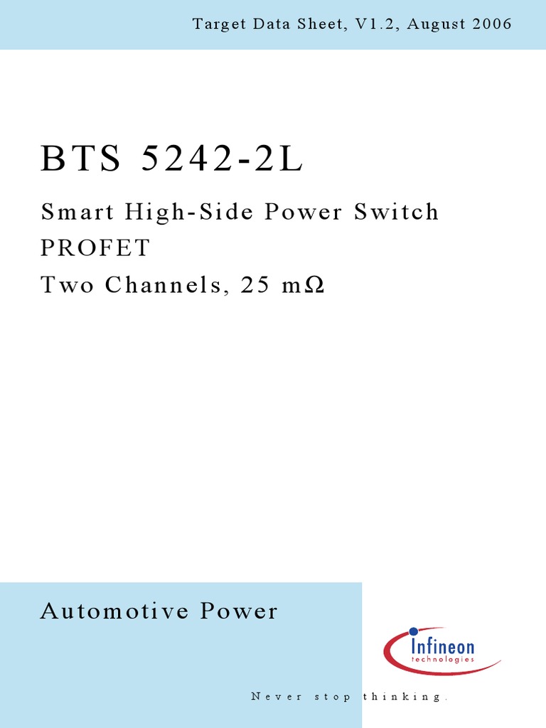 BTS 5242-2L: Smart High-Side Power Switch Profet Two Channels, 25 M ...