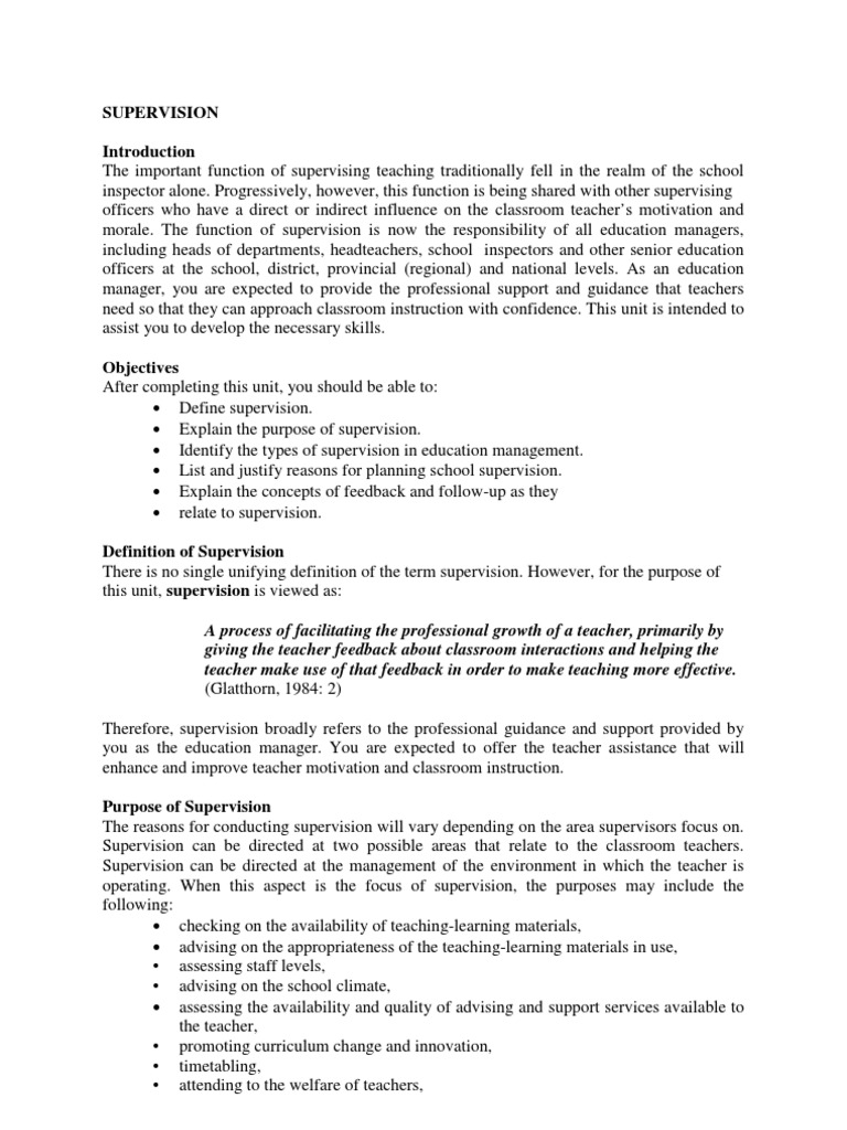 Supervision | PDF | Teachers | Motivation