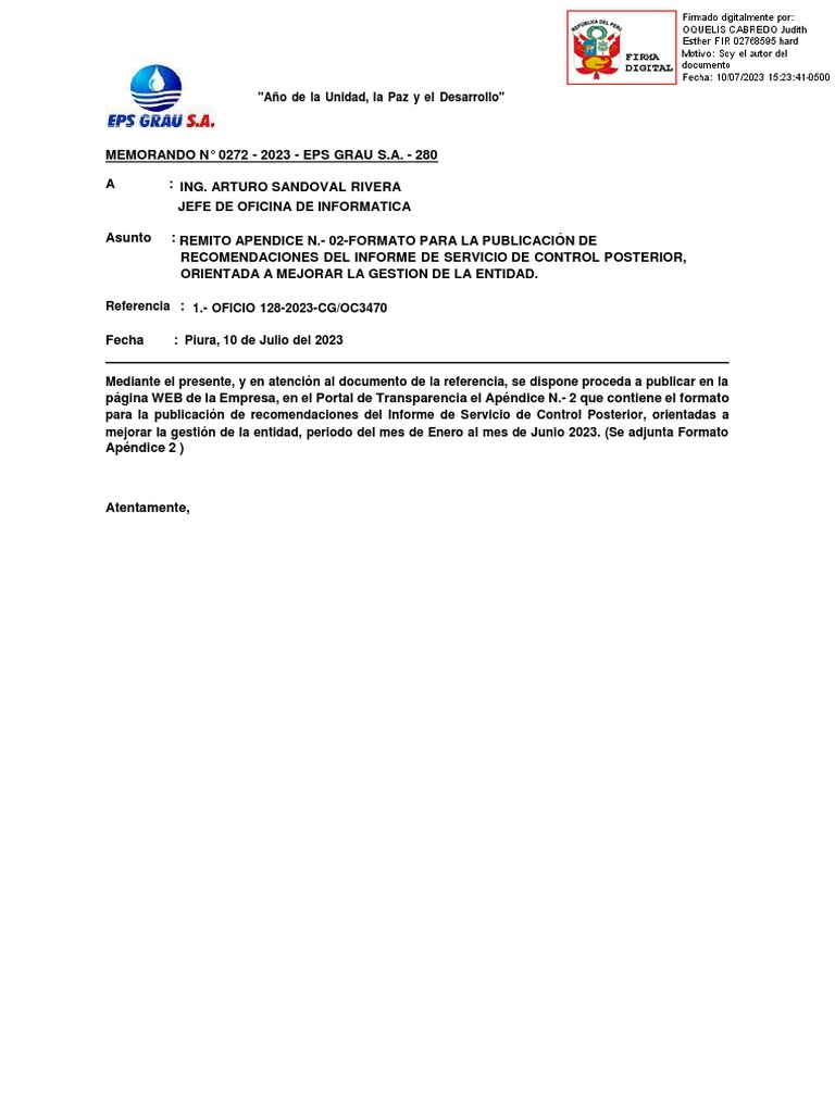 Memorando N°272-2023-280 (R) | PDF