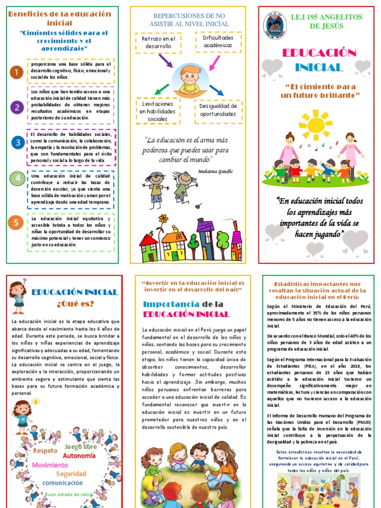 Triptico de La Importancia Del Nivel Inicial | PDF | Educación de la primera infancia | Perú