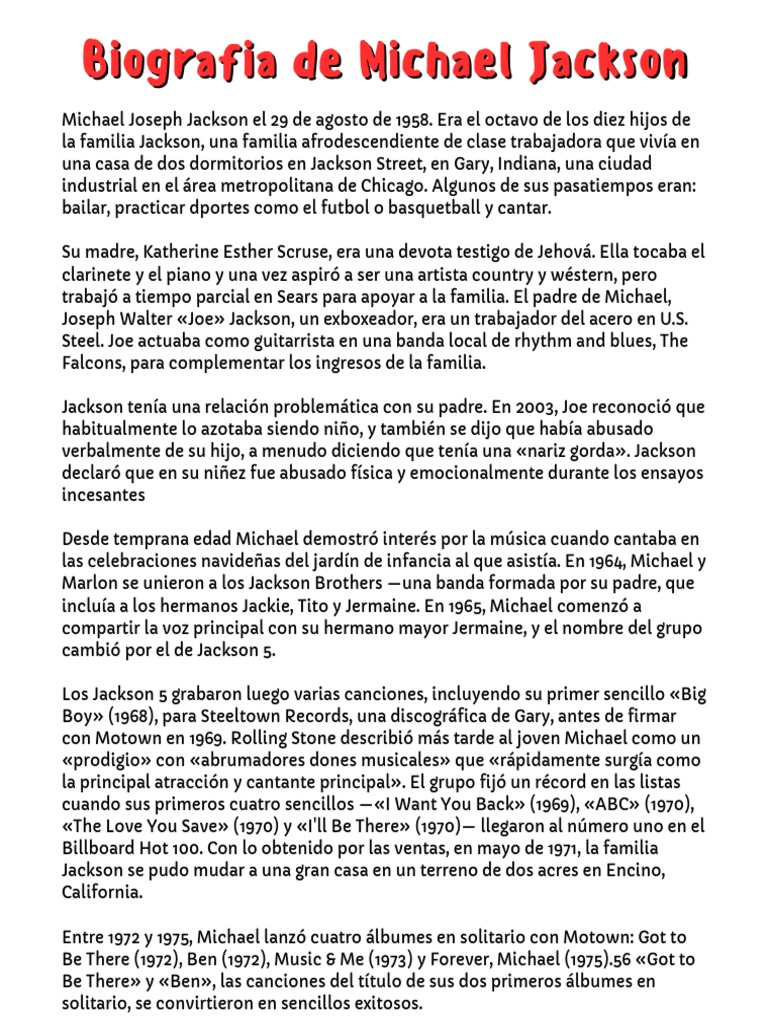 Biografia | PDF | Michael Jackson