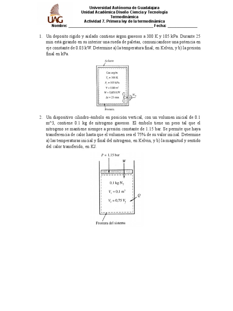 Actividad 7. Primera Ley de La Termodinamica | PDF | Termodinámica | Calor