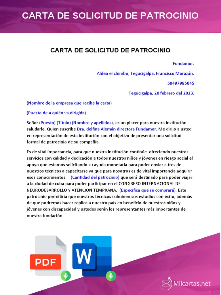 Carta de Solicitud de Patrocinio | PDF