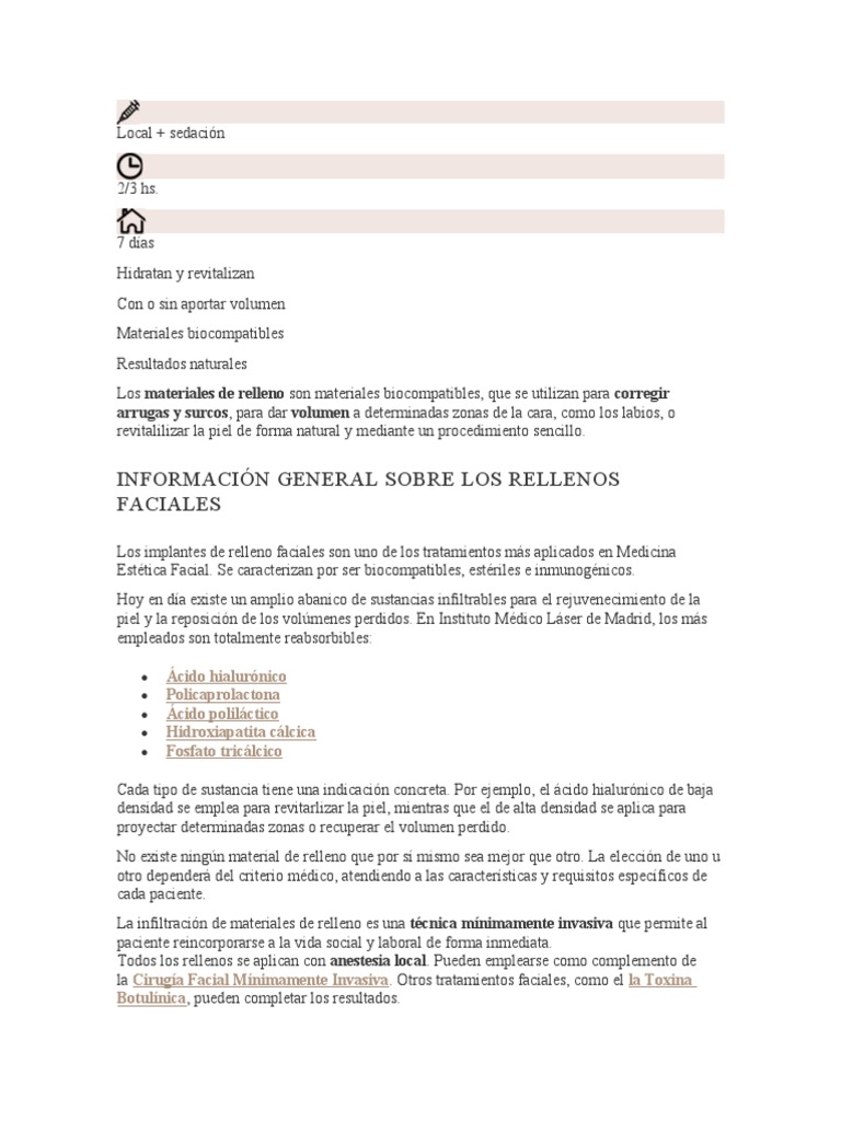 Información General Sobre Los Rellenos Faciales | PDF | Piel | Ojo