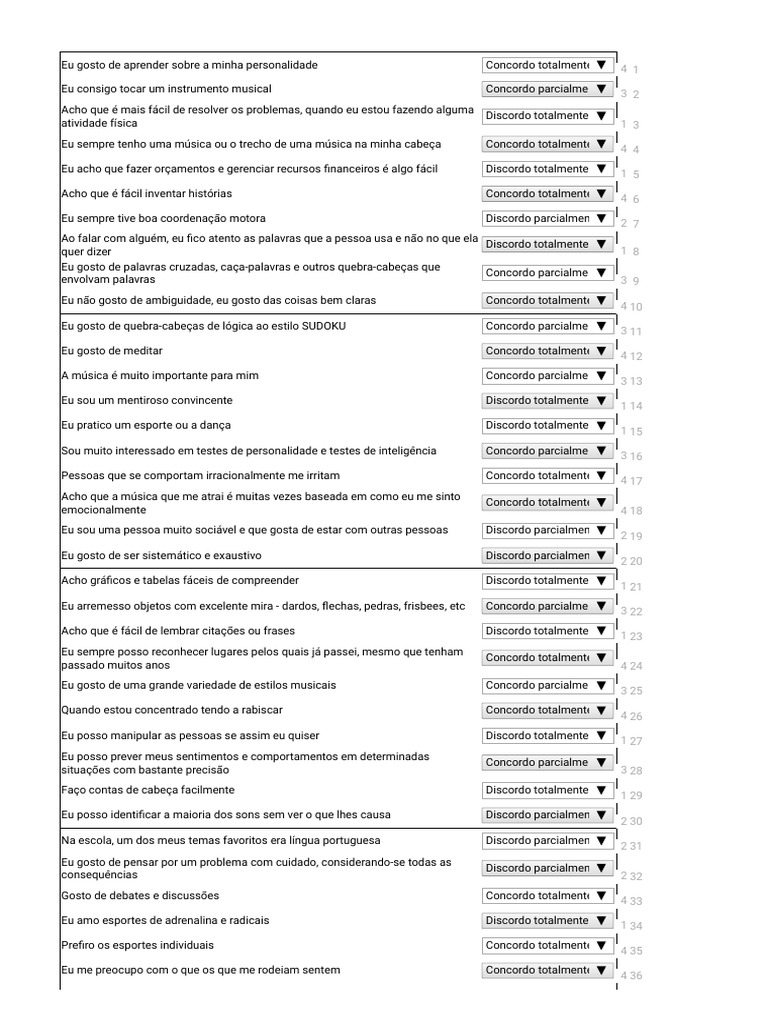 Teste Das Múltiplas Inteligências | PDF | Inteligência