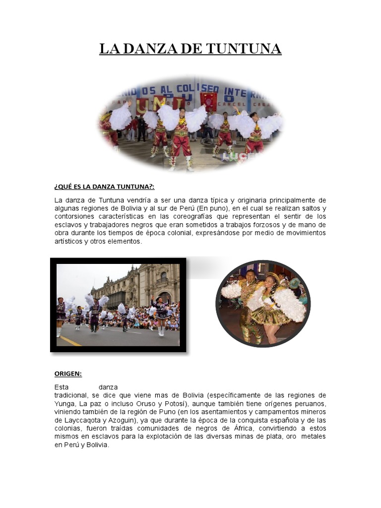 Danza Tuntuna: Origen y Vestimenta | PDF | Bailes | Carnaval