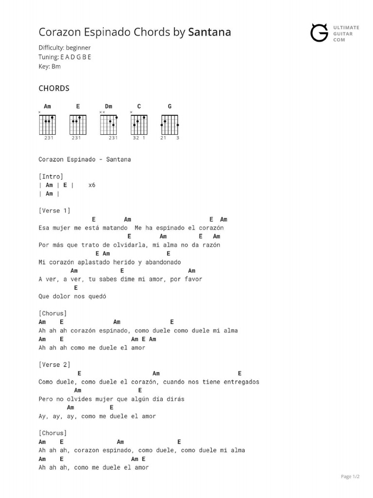 Corazon Espinado Chords | PDF