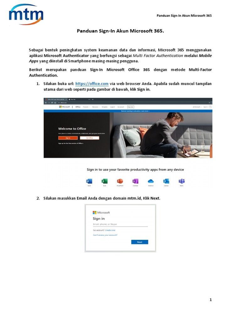 Panduan Sign in Akun Microsoft 365 | PDF
