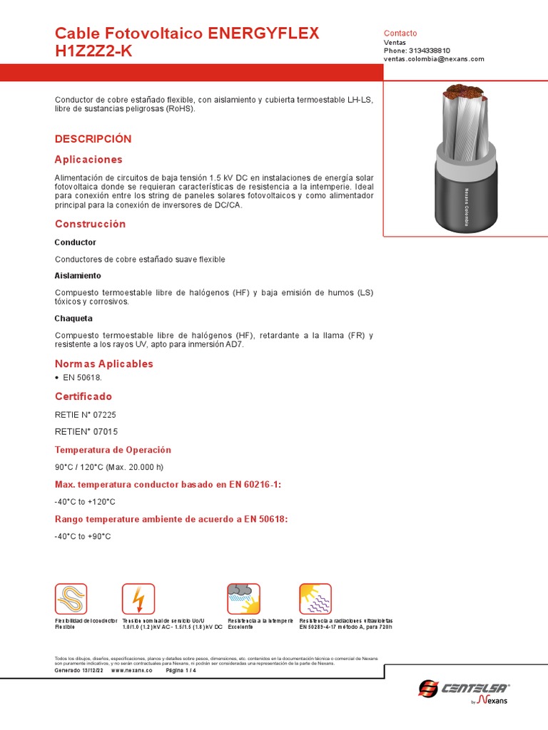 Nexans - Cable-Fotovoltaico-ENERGYFLEX | PDF | Conductor electrico ...