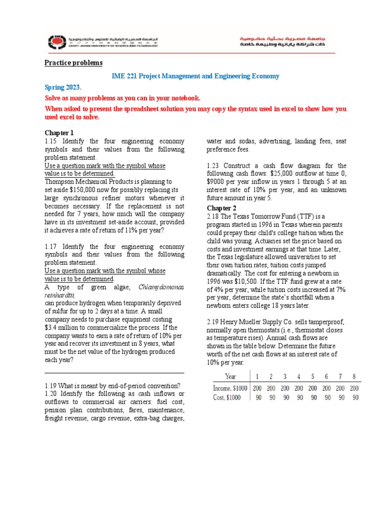 Engineering Economy Practice Problems | PDF | Interest | Interest Rates