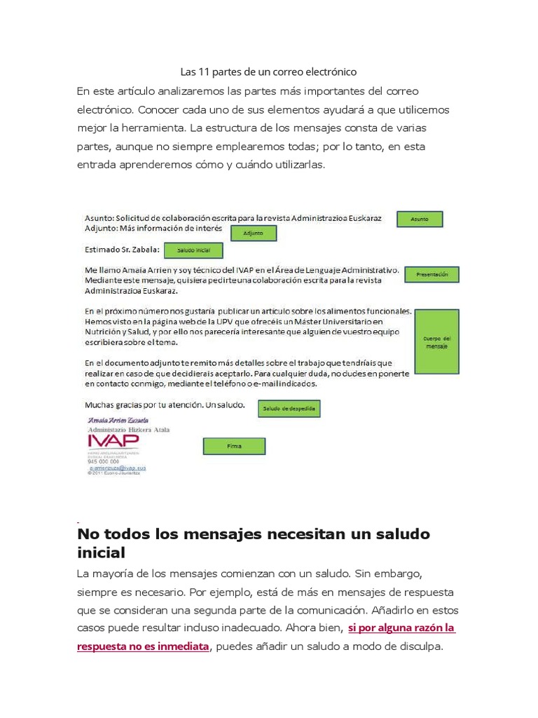 Las 11 Partes de Un Correo Electrónico | PDF | Comunicación | Informática