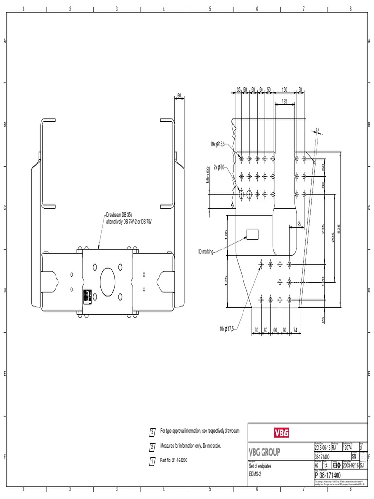 VBG Endplate Kit Edms 2 - 38 171400 - Information Drawing | PDF