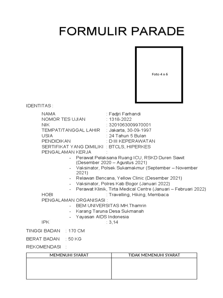Fomulir Parade | PDF