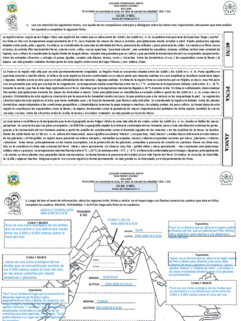 Regiones Andinas: Suni, Puna y Janca | PDF | Ciencias de la Tierra | Geografía Física