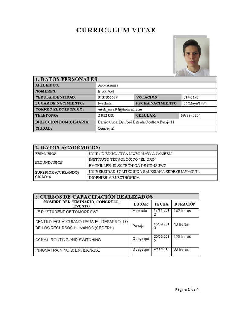 Curriculum Vitae Erick Arce | PDF