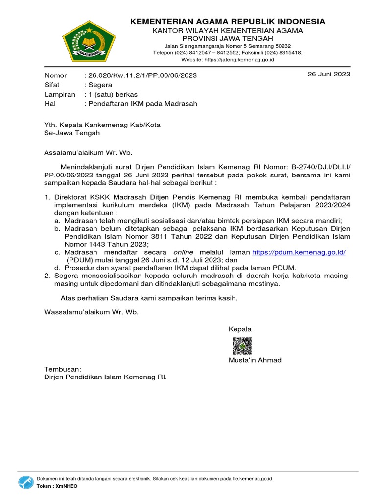 JTG PembukaanKembali Pendaftaran IKM 2023-2024 | PDF