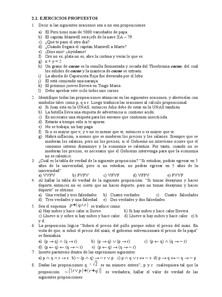 Práctica - 2 Proposiciones | PDF | Proposición | Verdad
