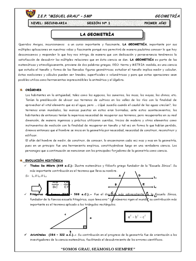 1-secundaria-sesiÓn-001-la-geometrÍadoc (2) Tarea | PDF | Geometría | Science