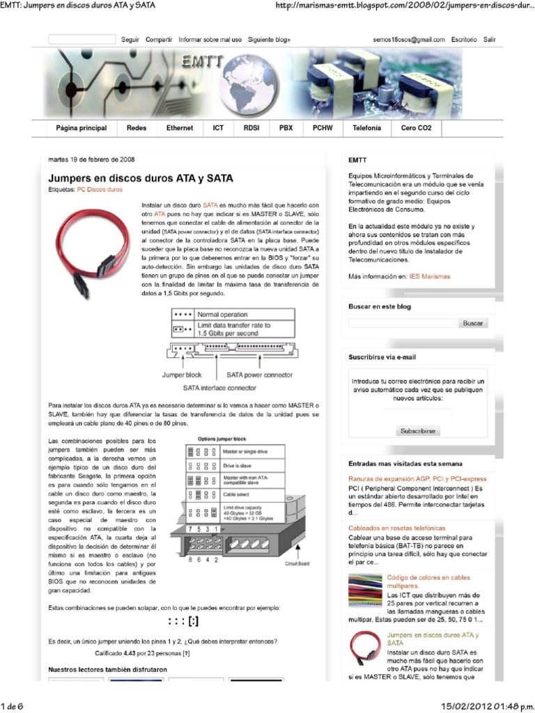 EMTT - Jumpers en Discos Duros ATA y SATA | PDF