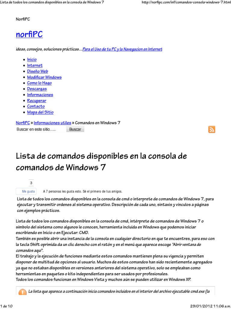 Comandos Esenciales de Windows 7 | PDF | Archivo de computadora ...