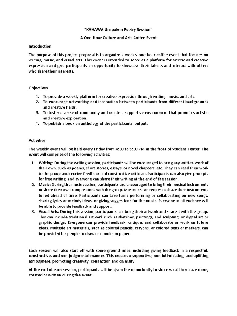 Project Proposal KAHAWA | PDF | Creativity | Cognition