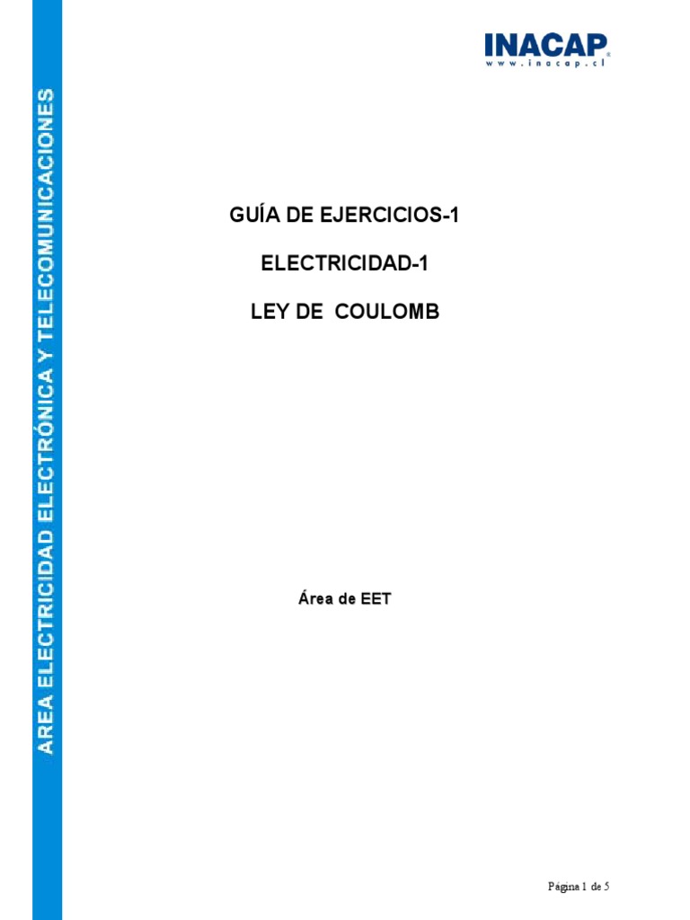 Guia de Ejercicios 01 - Ley de Coulomb | PDF | Electrón | Fuerza