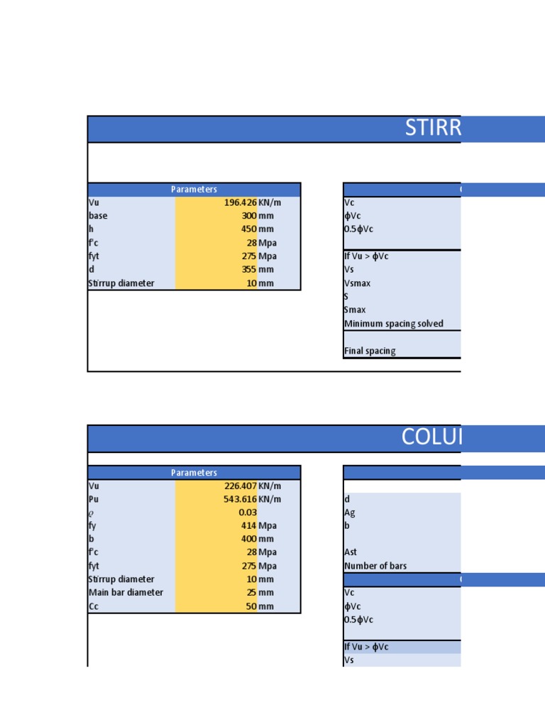 Column Stirrup Design and Spacing | PDF