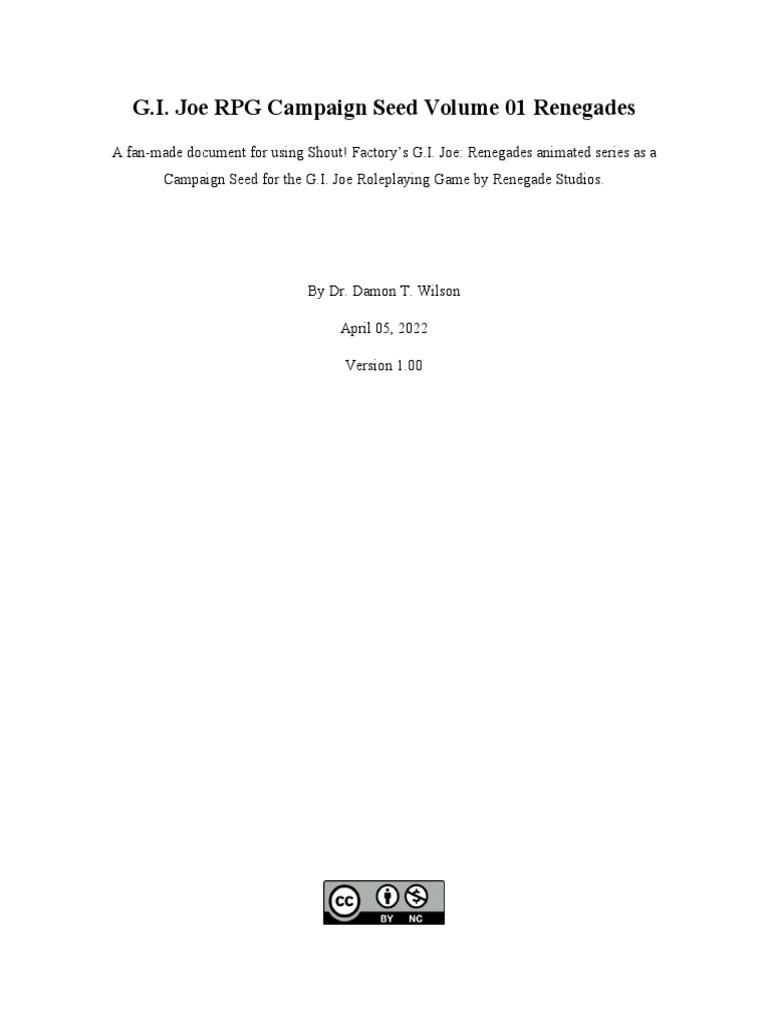 G.I. Joe RPG Campaign Seed Volume 01 Renegades (v1.00) | PDF | G.I. Joe ...