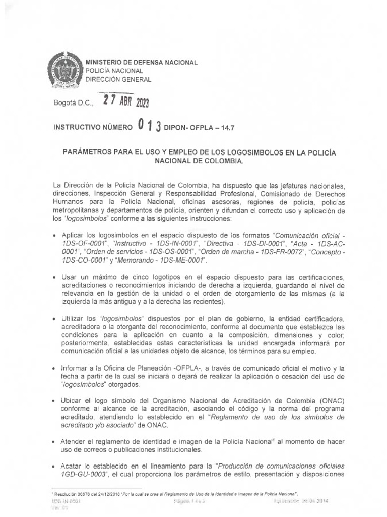 INSTRUCTIVO Nro. 013 DIPON-OFPLA DEL 27042023 | PDF
