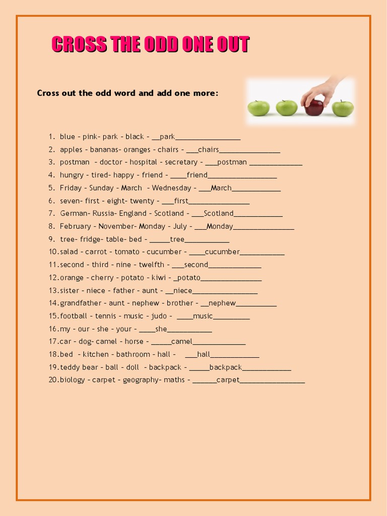 1ST Year - Odd-One-Out Vocabulary | PDF